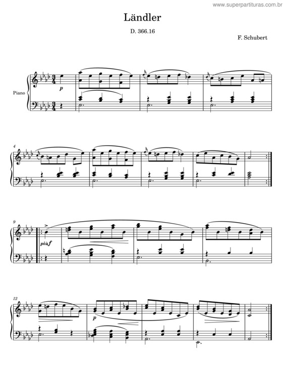 Super Partituras - Laendler D 814 N1. Quartet – F Schubert v.3 (F Schubert)