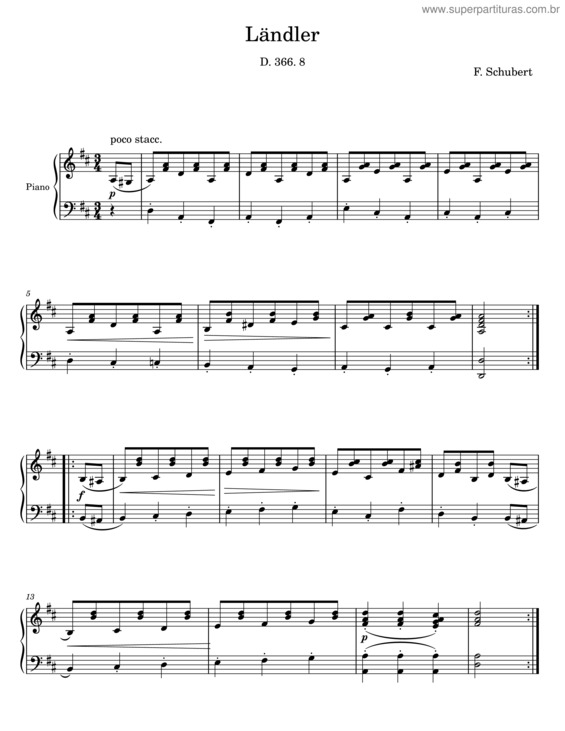 Super Partituras - Laendler D 814 N1. Quartet – F Schubert v.4 (F Schubert)