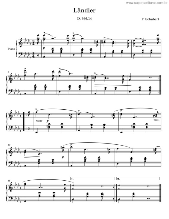 Super Partituras - Laendler D 814 N1. Quartet – F Schubert v.5 (F Schubert)