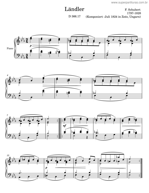 Super Partituras - Laendler D 814 N1. Quartet – F Schubert (F Schubert)