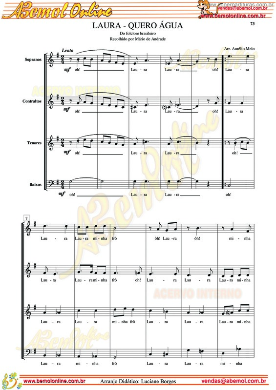 Super Partituras - Laura - Quero Água (Folclore Brasileiro)
