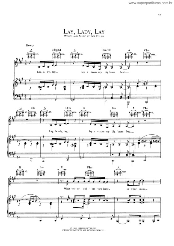 Super Partituras - Lay, Lady, Lay (Bob Dylan), com cifra