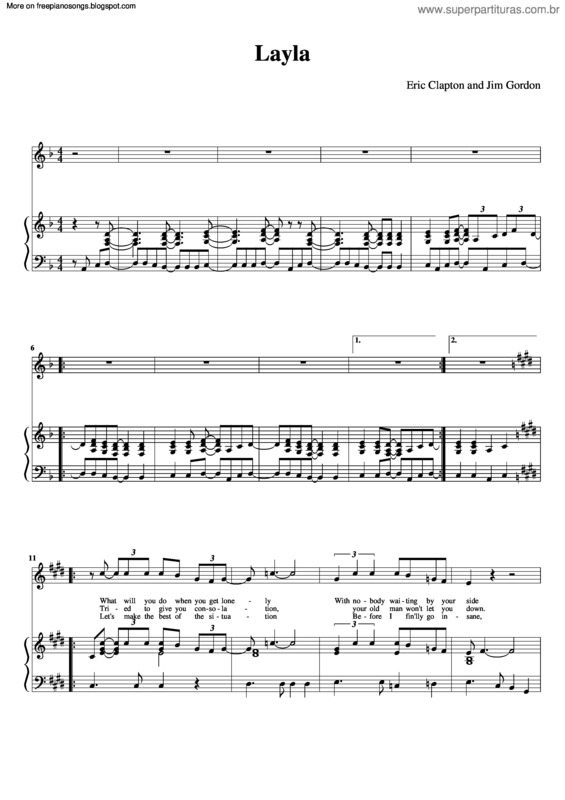 Super Partituras - Layla v.3 (Eric Clapton)