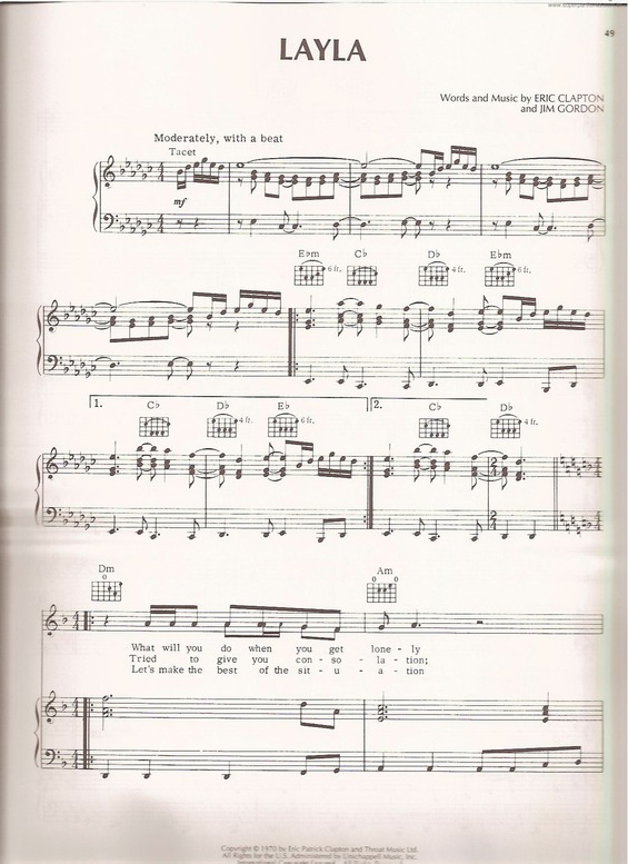 Super Partituras - Layla (Eric Clapton), com cifra