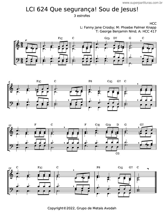 Super Partituras - Lci 624 Que Segurança! Sou De Jesus! – Fanny Jane ...