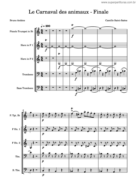 Super Partituras - Le Carnaval Des Animaux Xiv Finale (Camille Saint-Saëns)
