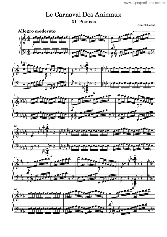Super Partituras - Le Carnaval Des Animaux, Xi. Pianists (Camille Saint-Saëns)