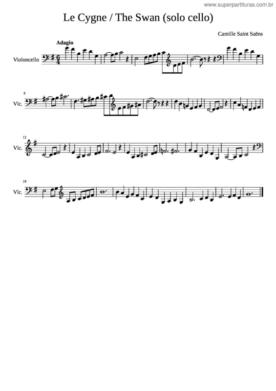 Super Partituras - Le Cygne / The Swan (Camille Saint-Saëns)