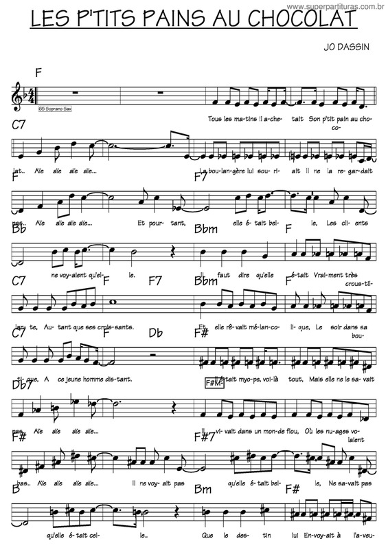 Super Partituras - Les P`tits Pains au Chocolat (Joe Dassin), com cifra