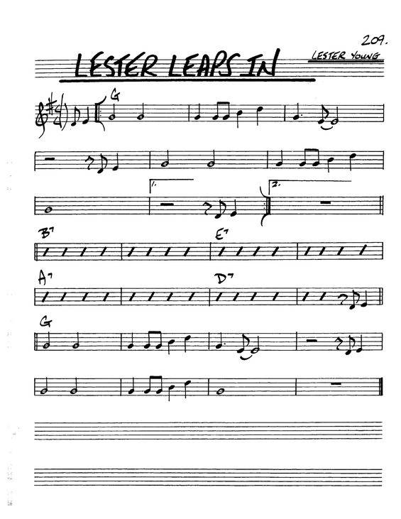 Super Partituras - Lester Leaps In (The Real Book Of Jazz)