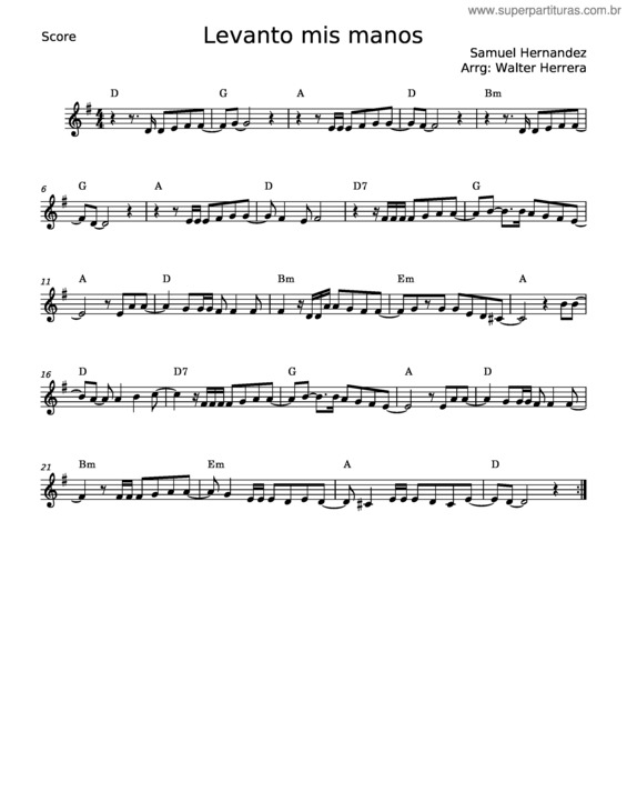Super Partituras - Levanto Mis Manos v.4 (Samuel Hernandez)