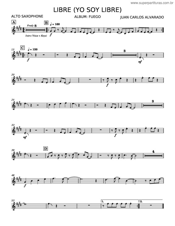 Super Partituras - Libre Yo Soy Libre – Juan Carlos Alvarado (Marcos ...