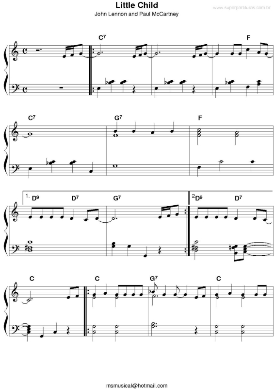 Super Partituras - Little Child (The Beatles), com cifra