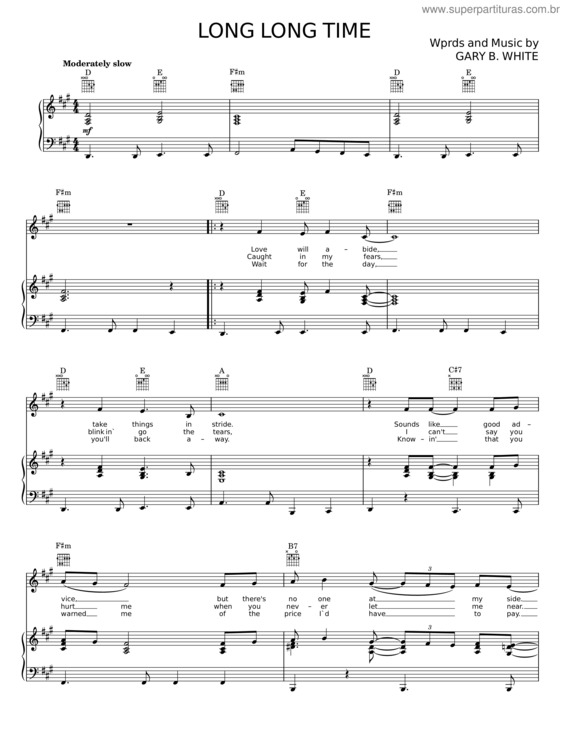 Super Partituras - Long Long Time (Linda Ronstadt, Gary B. White)