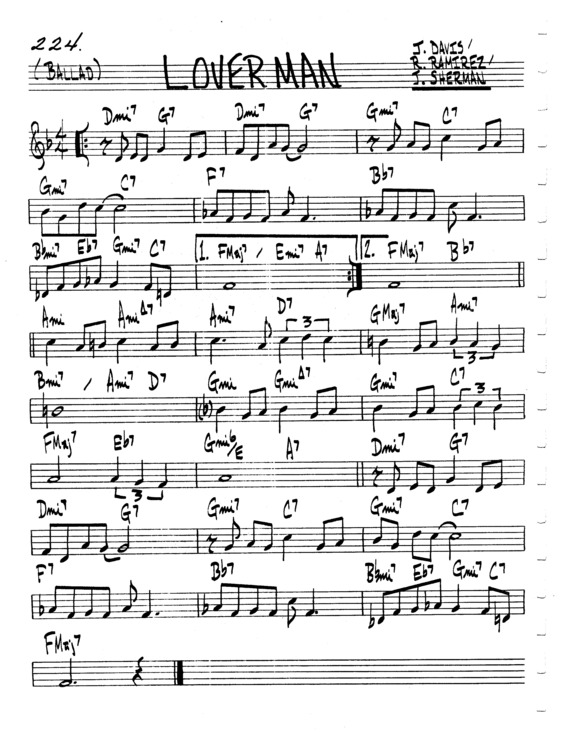 Super Partituras - Lover Man v.4 (The Real Book Of Jazz), com cifra