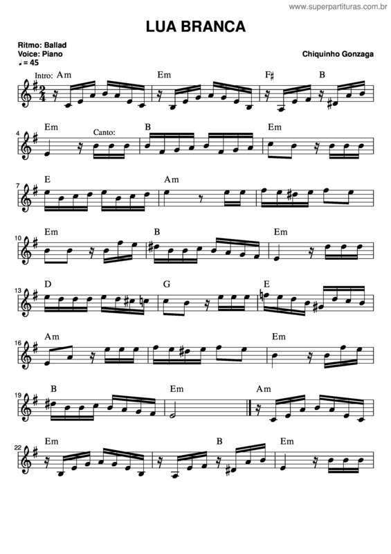 Super Partituras - Lua Branca v.15 (Chiquinho Gonzaga), com cifra