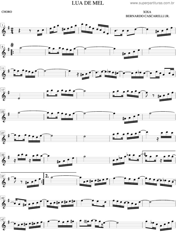 Super Partituras - Lua De Mel (Xixa (Bernardo Cascarelli Jr.)), com cifra