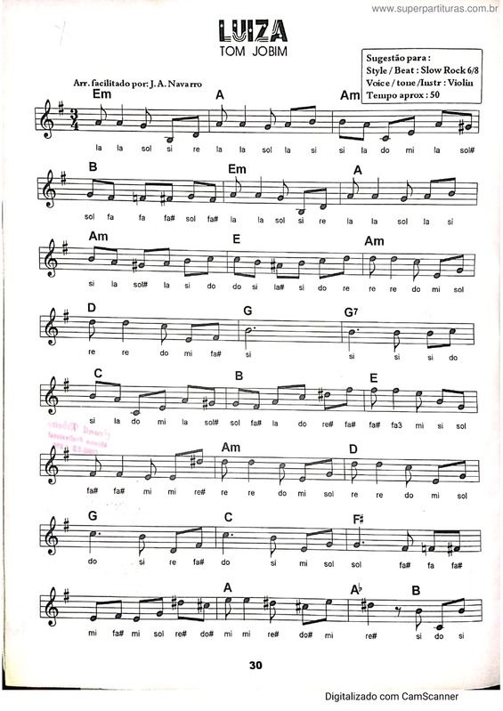 Super Partituras - Luiza v.19 (Tom Jobim), com cifra
