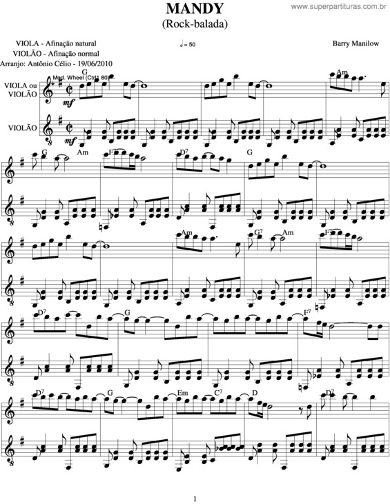 Super Partituras - Mandy v.2 (Barry Manilow), com cifra