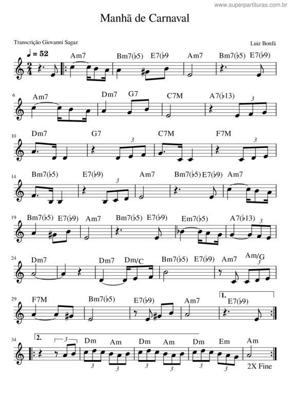 Super Partituras - Manhã De Carnaval v.31 (Luiz Bonfá)
