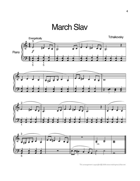 Super Partituras - March Slav (Piotr Ilitch Tchaikovsky), com cifra