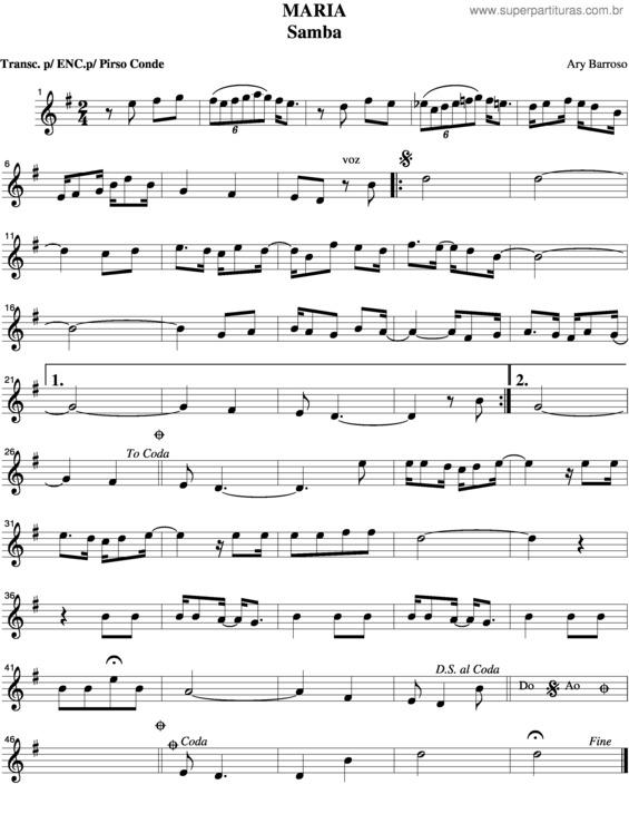 Super Partituras - Maria v.2 (Ary Barroso), com cifra