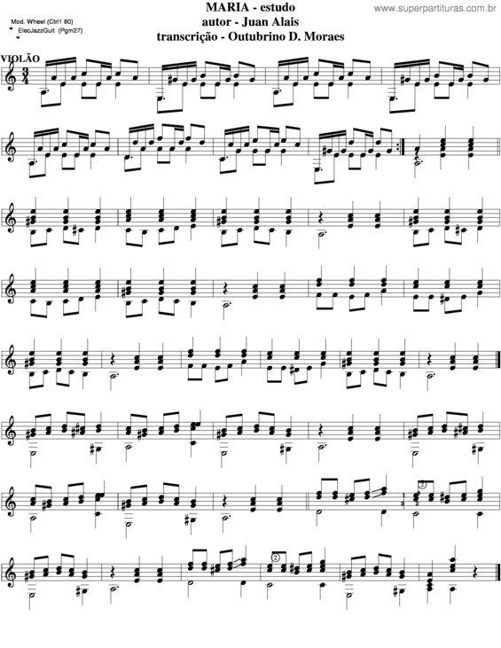 Super Partituras - Maria v.5 (Juan Alais), com cifra