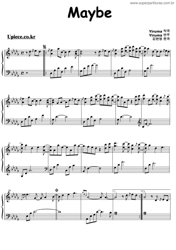 Super Partituras - Maybe (Yiruma), com cifra