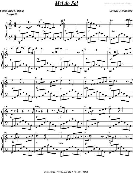 Super Partituras - Mel do Sol (Oswaldo Montenegro), com cifra