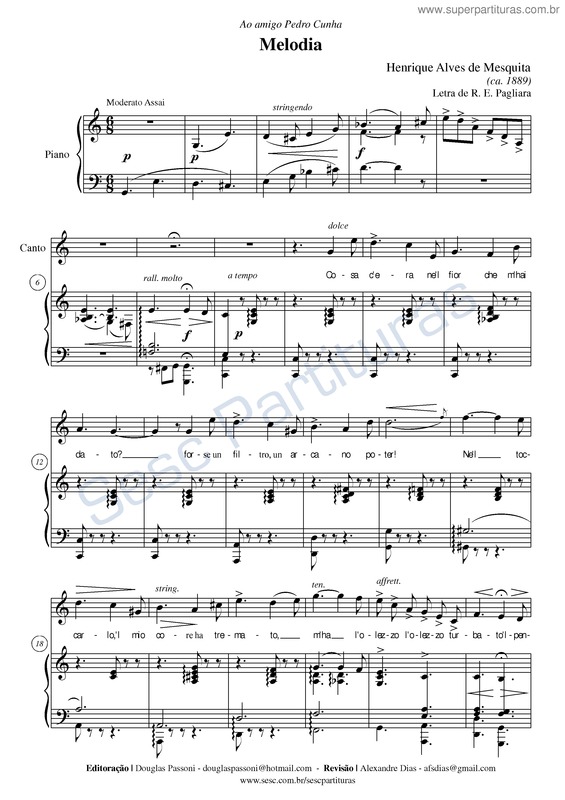 Super Partituras - Melodia (Henrique Alves de Mesquita), com cifra