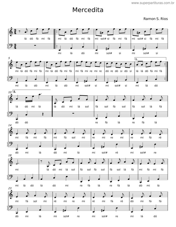 Super Partituras - Mercedita v.5 (Joubert de Carvalho, Ramón Sixto Rios)