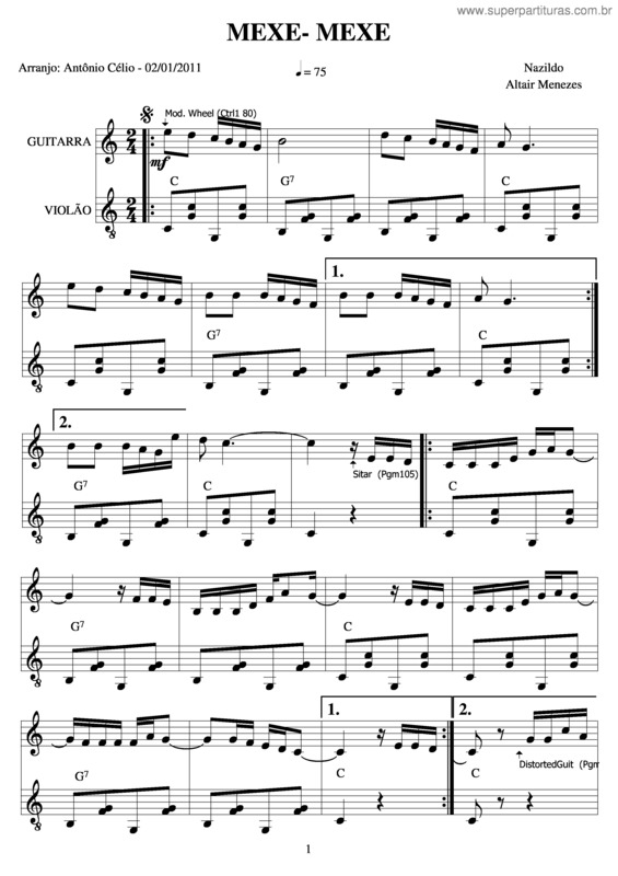 Super Partituras - Mexe Mexe v.2 (Nazildo, Altair Menezes), com cifra