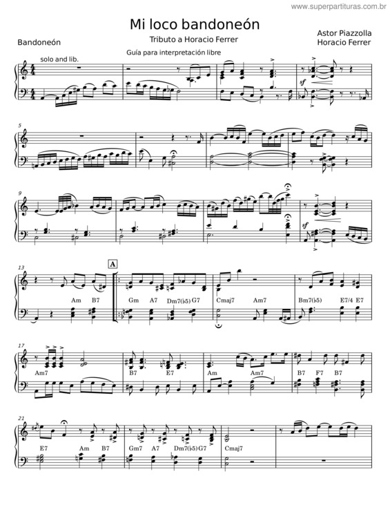Super Partituras - Mi Loco Bandoneón (Astor Piazzolla)