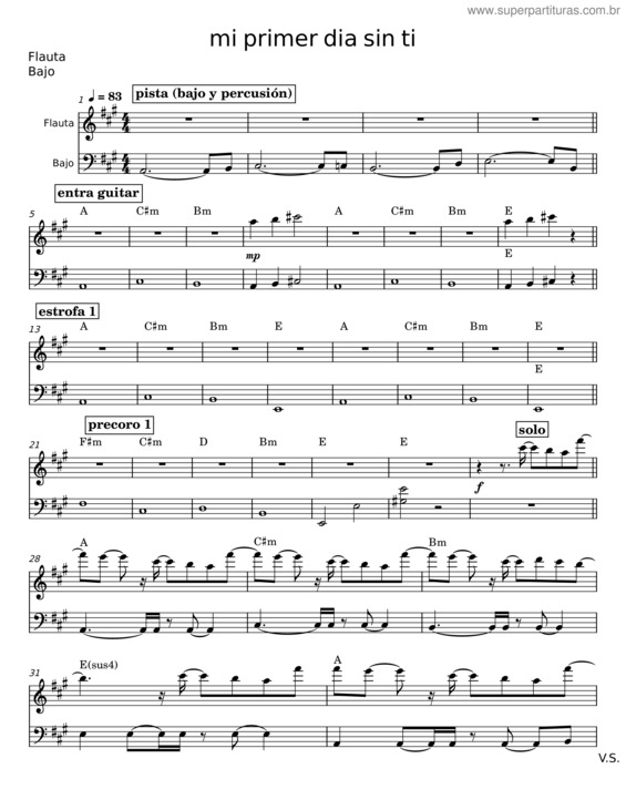 Super Partituras - Mi Primer Dia Sin Ti (Desconhecido)