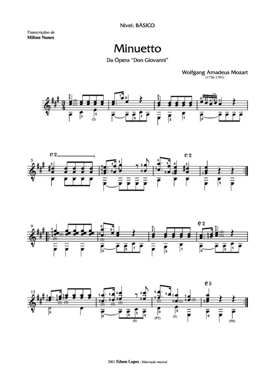 Super Partituras - Minueto (da Ópera Don Giovanni) (Wolfgang Amadeus ...