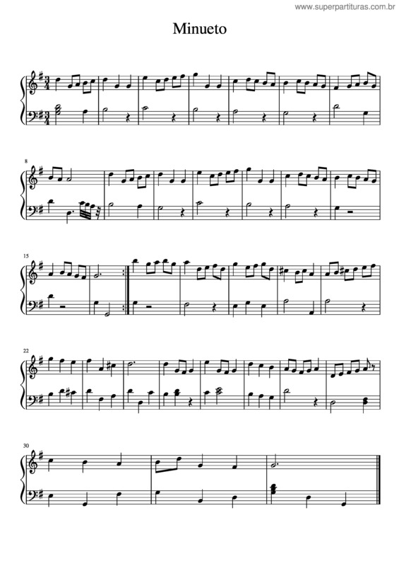 Super Partituras - Minueto v.61 (Johann Sebastian Bach)