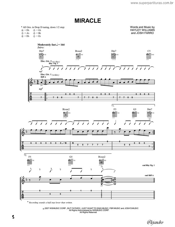 Super Partituras - Miracle v.2 (Paramore), com cifra