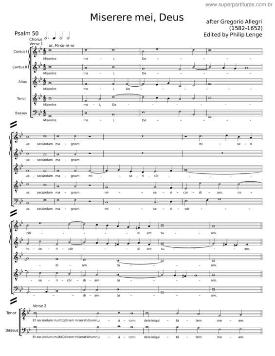 Super Partituras - Miserere Mei, Deus v.13 (Gregorio Allegri)