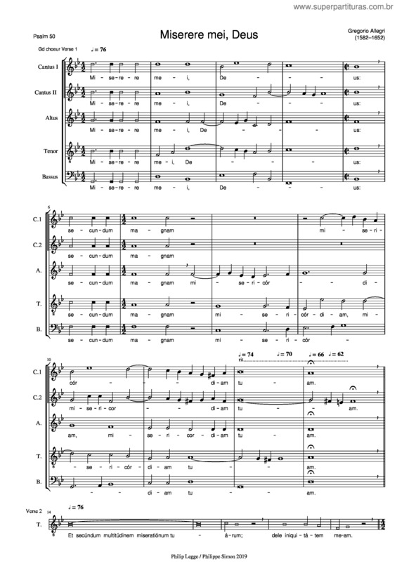 Super Partituras - Miserere Mei, Deus v.14 (Gregorio Allegri)