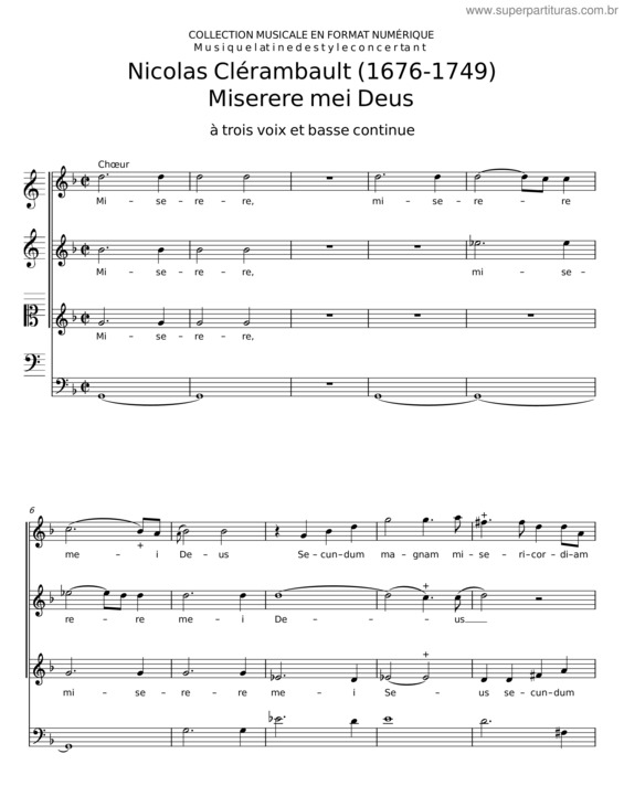 Super Partituras - Miserere Mei Deus, C.116 (Clérambault, Louis-Nicolas)
