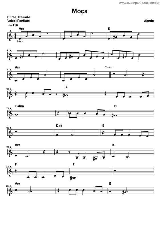 Super Partituras - Moça v.10 (Wando), com cifra