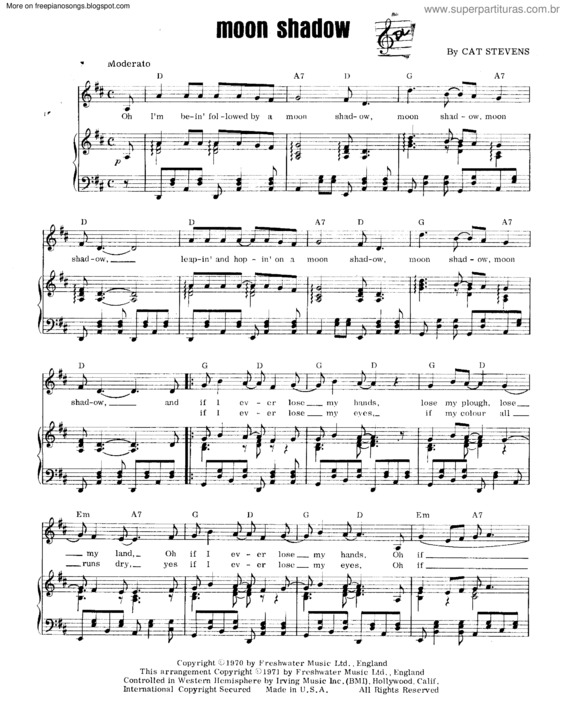 Super Partituras - Moon Shadow v.2 (Cat Stevens)