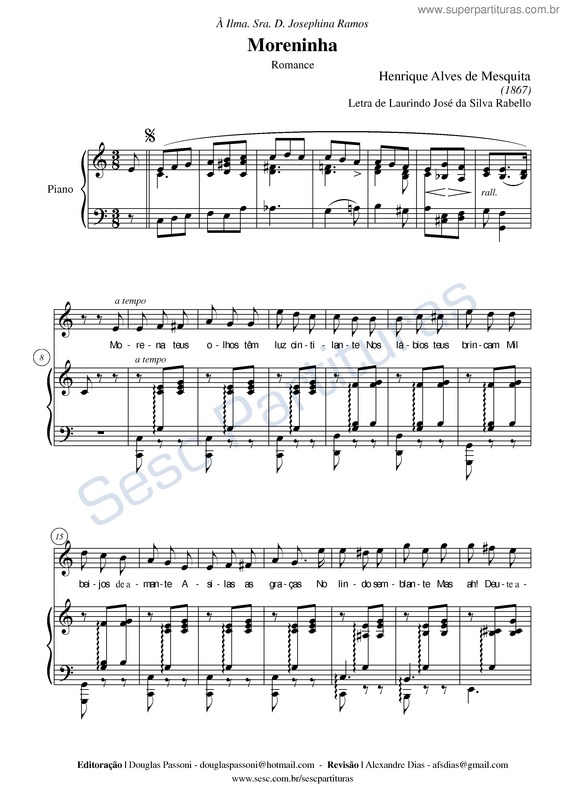 Super Partituras - Moreninha (Henrique Alves de Mesquita), com cifra