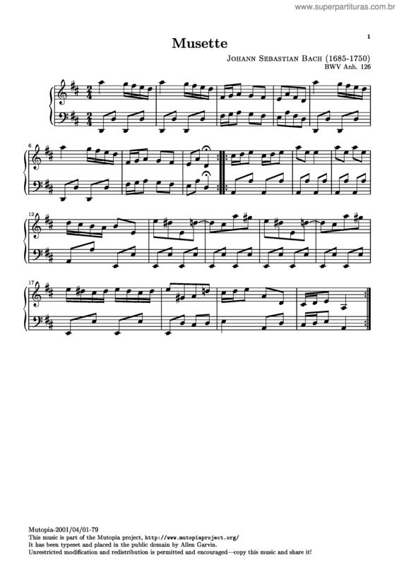 Super Partituras - Musette (Johann Sebastian Bach)