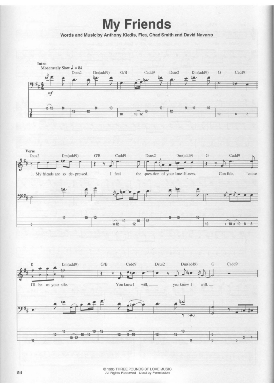 Super Partituras - My Friends (Red Hot Chili Peppers, Anthony Kiedis ...