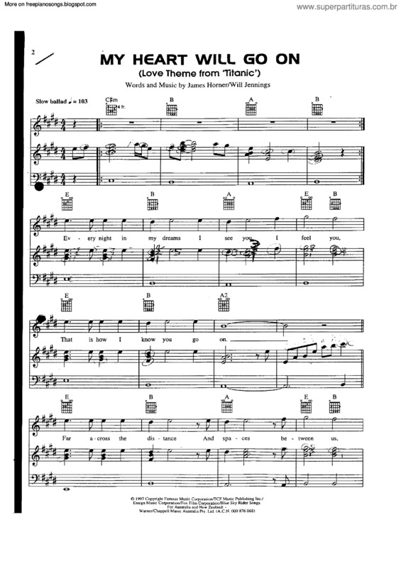 Super Partituras - My Heart Will Go On v.17 (Celine Dion)