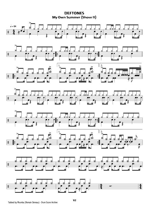 Super Partituras - My Own Summer (Shove It) (Deftones)