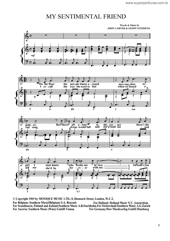 Super Partituras - My Sentimental Friend (Geoff Stephens)