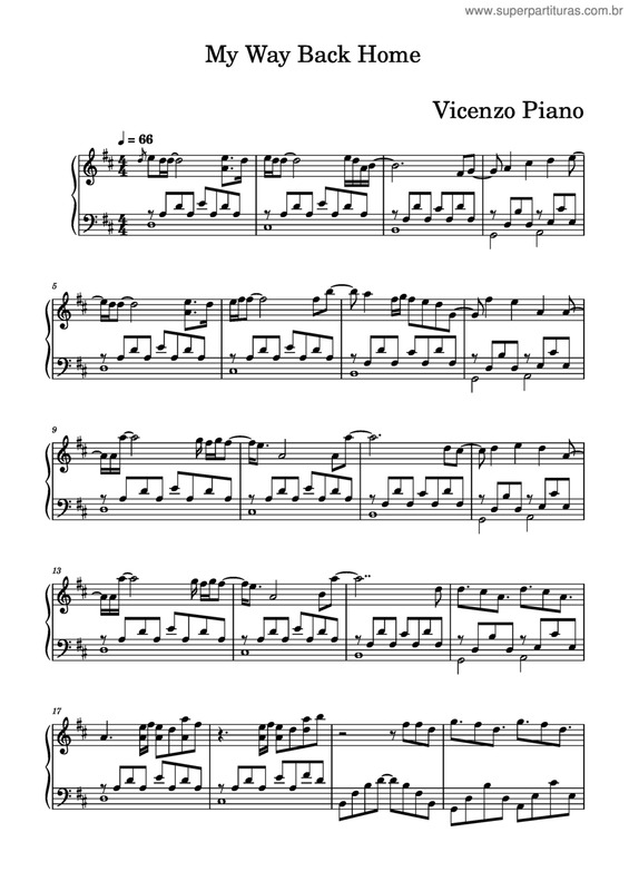 Super Partituras - My Way Back Home (Vicenzo Piano)