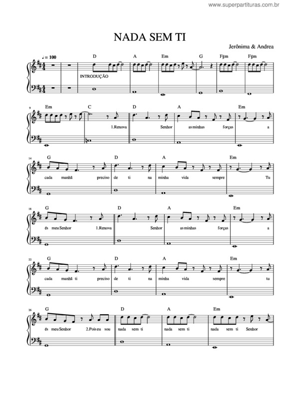 Super Partituras - Nada Sem Ti v.2 (Jerônima Rosa/Andrea Oliveira)